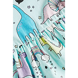 Toddler Girl's Dinosaur Summer Dresses Clothes,Short Sleeve Casual Outfits 4t Blue