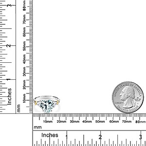 Gem Stone King 925 Silver and 10K Yellow Gold 10MM Heart Gemstone Birthstone White Moissanite and White Diamond Engagement Ring For Women | Available in Size 5,6,7,8,9