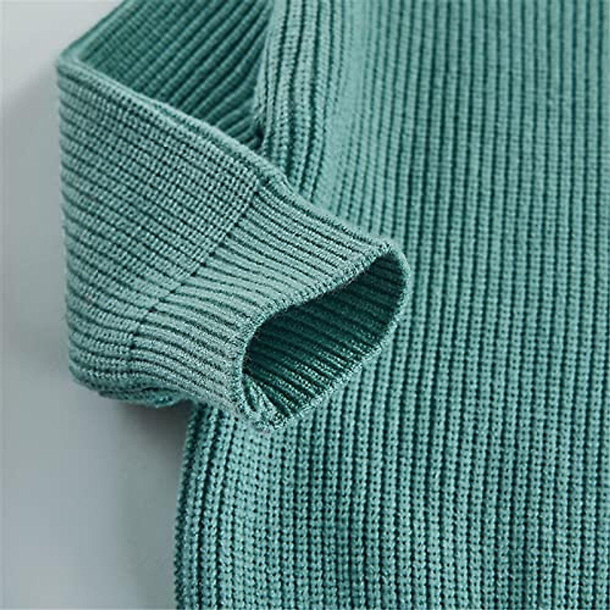 Toddler Baby Knit Sweater Kids Boy Girl Solid Color Long Sleeve Basic Pollover Top Fall Winter Warm Clothes（D-Green,12-24 Months