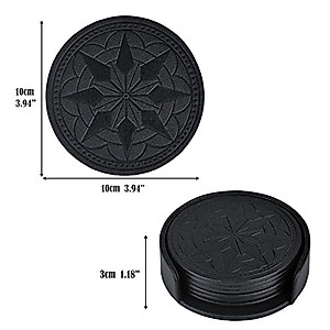 Drink Coasters,365park PU Leather Coasters Set of 6 with Holder for Glasses