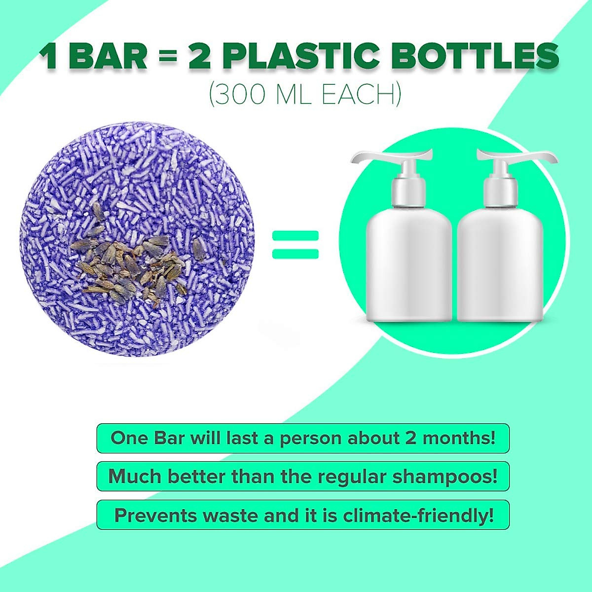 BAMBOEARTH Solid Shampoo Bar And Conditioner Effect Hair Soap – 100% Organic Shampoo Bars For Hair With All Natural Plant Based Essential Oils And Zero Waste Biodegradable Packaging (Lavender)