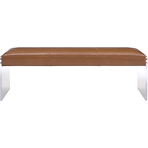 Tov Furniture Envy Leather/Acrylic Bench, Brown