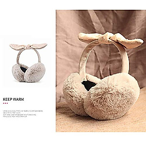 Felice Ann Women Sequins Bowknot Winter Warm Faux Fur Plush Earmuffs Foldable Ear Muffs Ear Warmers