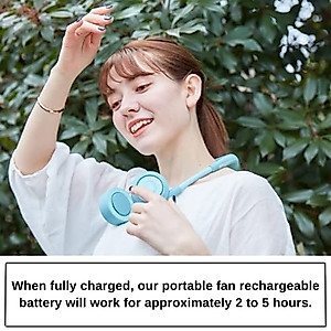 SPICE OF LIFE Bladeless Neck Fan - W Fan Blade Free 2.1, Navy - USB Rechargeable Battery, 2 to 5 Hour Life, Flexible Arms, 5 Speed Settings, Stimulating Breeze Helps Prevent Sleepiness While Driving