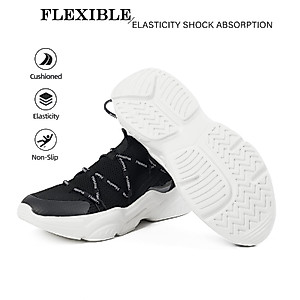 Hasina Women's Running Shoes Slip On Tennis Walking Sneakers Lightweight Breathable Mesh Upper Workout Casual Sports Shoes （White/Black,8.5）