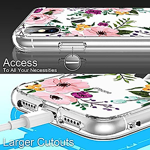 GiiKa for iPhone X Case, iPhone Xs Case, Clear Full Body Shockproof Protective Floral Girls Women Hard Case with TPU Bumper Cover Phone Case for iPhone Xs, Small Flowers