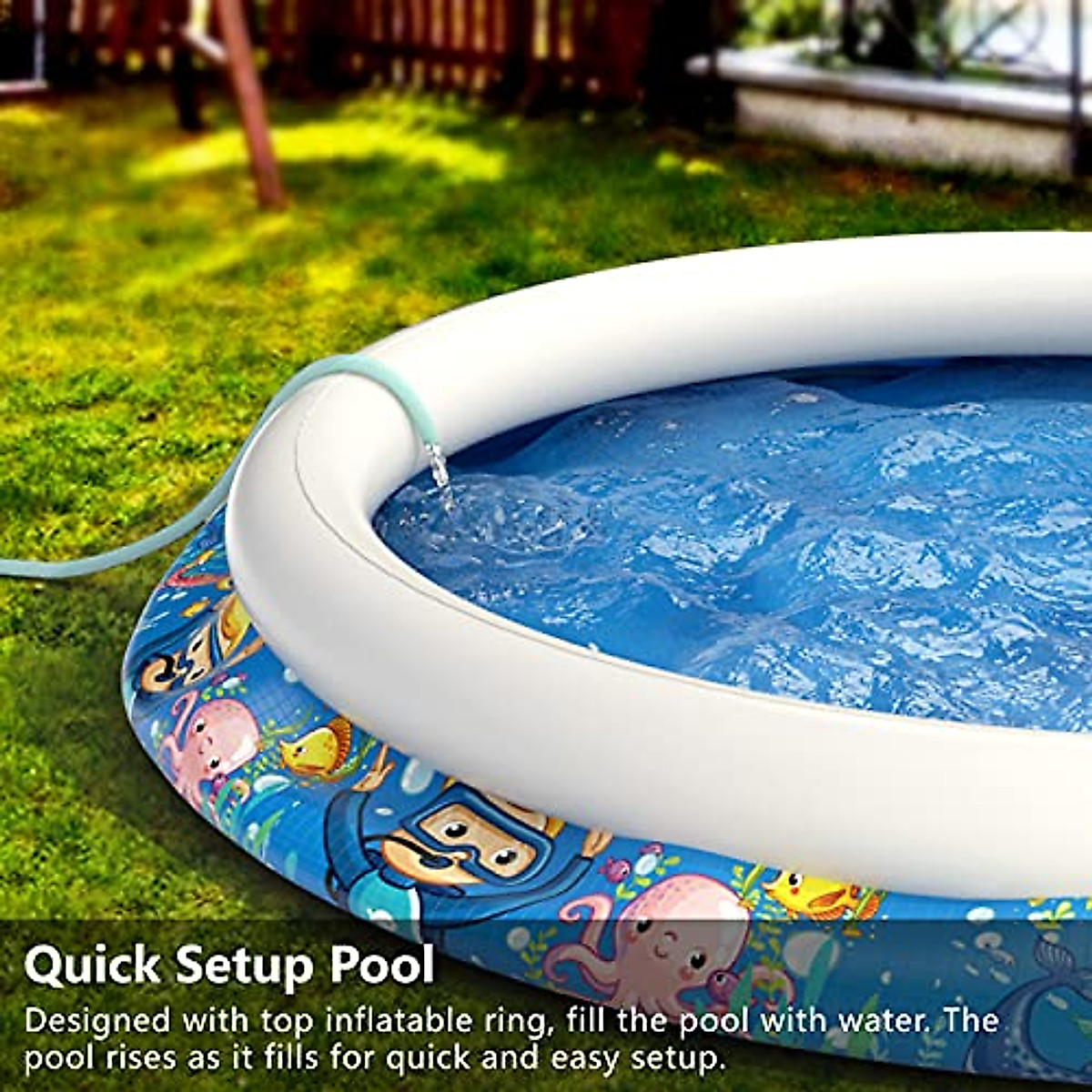 Jasonwell Inflatable Kids Kiddie Pool - Wading Pool for Toddler Durable Swimming Pool Family Above Ground Pool Summer Outside Round Pools for Children Adults Garden Backyard (80.7Wx18.5H)