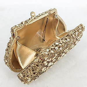 Boutique De FGG Women Crown Minaudiere Handbags Formal Evening Bags Flower Crystal Clutch Purses Wedding Clutch Bag,Mini,Brown