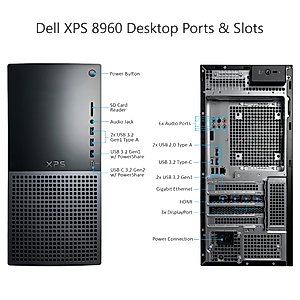 Dell XPS 8960 Gaming Desktop Computer - 13th Gen Intel Core i9-13900K 24-Core up to 5.8GHz CPU, 64GB DDR5 RAM, 8TB SSD, AMD Radeon RX 6700XT 12GB GPU, Killer Wi-Fi6E, Windows 11 Pro
