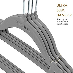 ATZJOY Non Slip Clothes Hangers Space Saving Velvet Hangers (100 Pack, Gray)