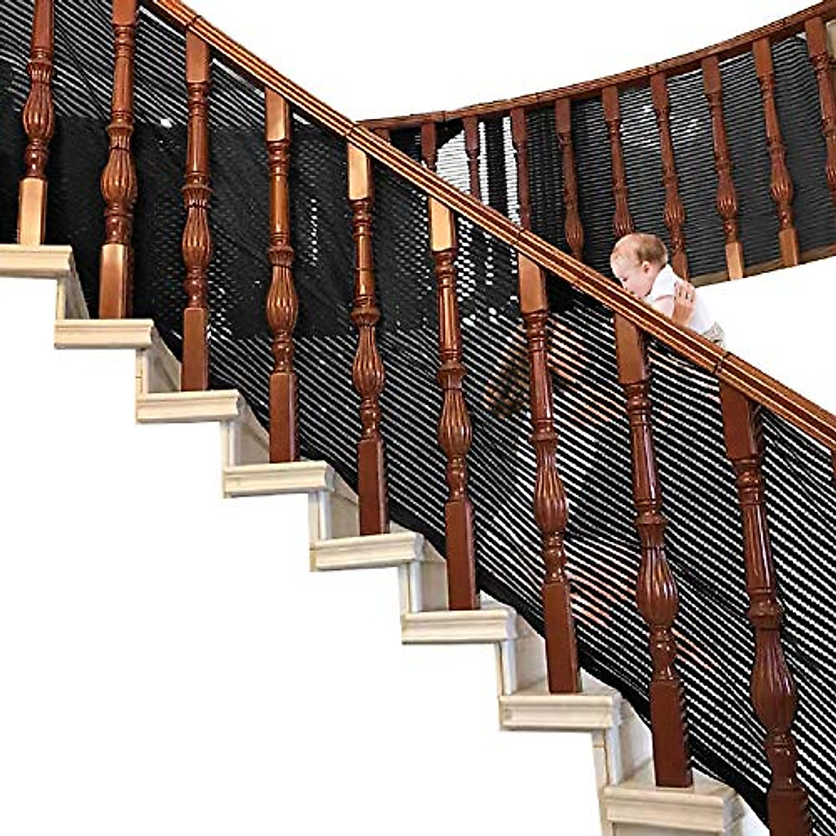MAYbabe Netting- Banister Guard for Child, Safety Net, Rail Balcony Banister, Stair Net.Patios or Balcony Use.Safety for Indoor&Outdoor(10ft-Black-First Generation)