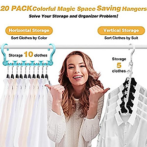 20-Pack-Closet-Organizers-and-Storage,Closet-Organizer-Hangers 5 Holes Hangers-Space-Saving for Heavy Clothes Wardrobe Closet,Dorm-Room-Essentials for College Students Girls Home Bedroom Organization