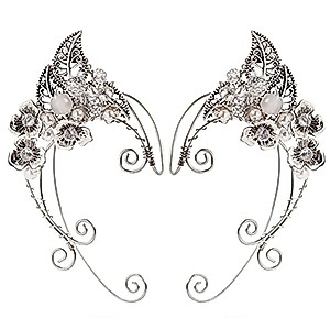 Holibanna Elf Ear Cuffs for Women Elf Fairy Earrings Cuff Wrap Clip on Filigree Earrings for Halloween Costume Cosplay Wedding Party Jewelry (D)