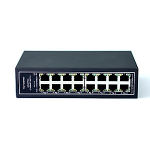 WIWAV WDH-16GT-DC 10/100/1000Mbps Unmanaged 16-Port Gigabit Industrial Ethernet Switches with DIN Rail/Wall-Mount (UL Listed, Fanless, -30°C~75°C)