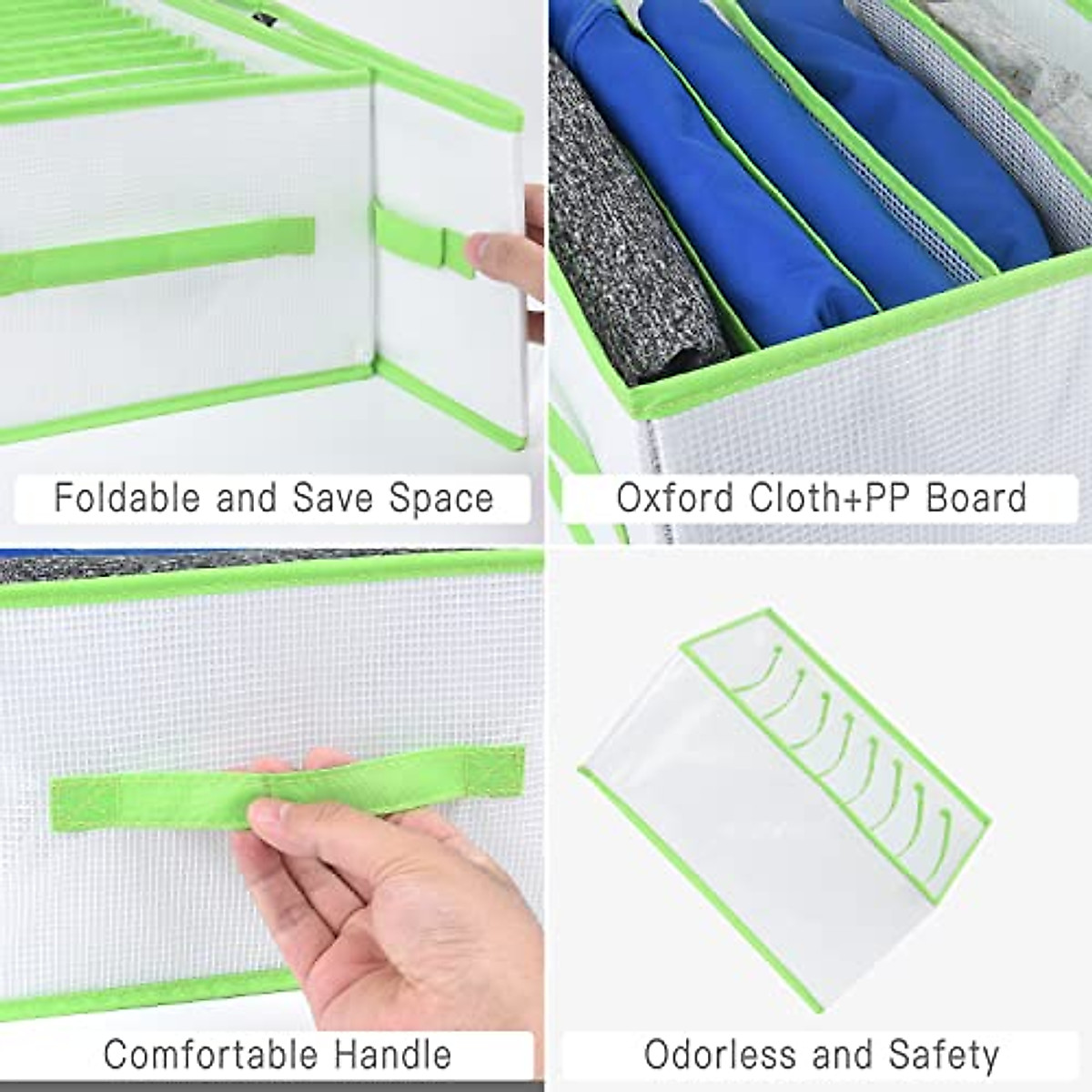 bella4home - 3Pcs Foldable Closet Organizers and Clothes Storage Bins Washable Divided Fabric for Drawer Organizer of Jeans, T-shirts, Underwear, Socks Linen Organizer, Pink