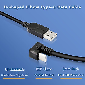 GELRHONR Micro USB Cable U Shape,180 Degree Angle USB 5 Pin Nylon Braided Fast Data Sync Charging Cord USB A to USB B Fast Charger Wire for Most Micro USB Devices - Black 4.9Ft/1.5M
