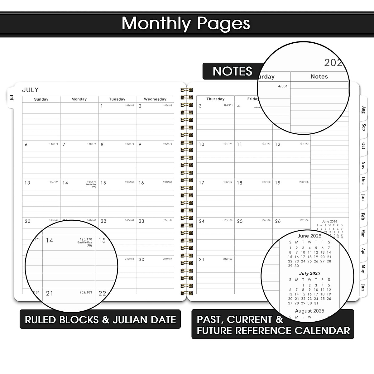 Planner 2023-2024 - Academic Planner 2023-2024 from Jul.2023 - Jun.2024, 2023-2024 Planner Weekly & Monthly with Tabs, 8" x 10", Flexible Cover, Thick Paper, Twin-Wire Binding, Perfect Daily Organizer - Black