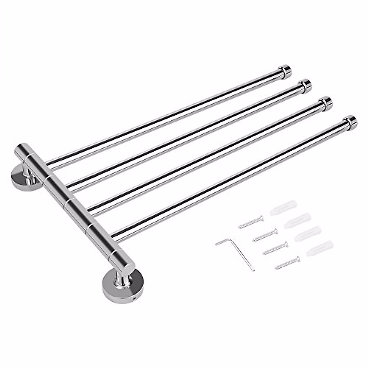 Asixx Towel Rack, Towel Rack, Wall Mounted Rotating Towel Holder with 4 Swivel Bars for Home Kitchen Bathroom