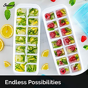 Joined Ice Cube Tray for Freezer (Set of 2) - Ice Tray with Lid Ice Cube Trays for Freezer with Lid - Ice Trays for Freezer with Lid - Ice Cube Tray with Lid Ice Maker for Freezer Ice Cube Mold