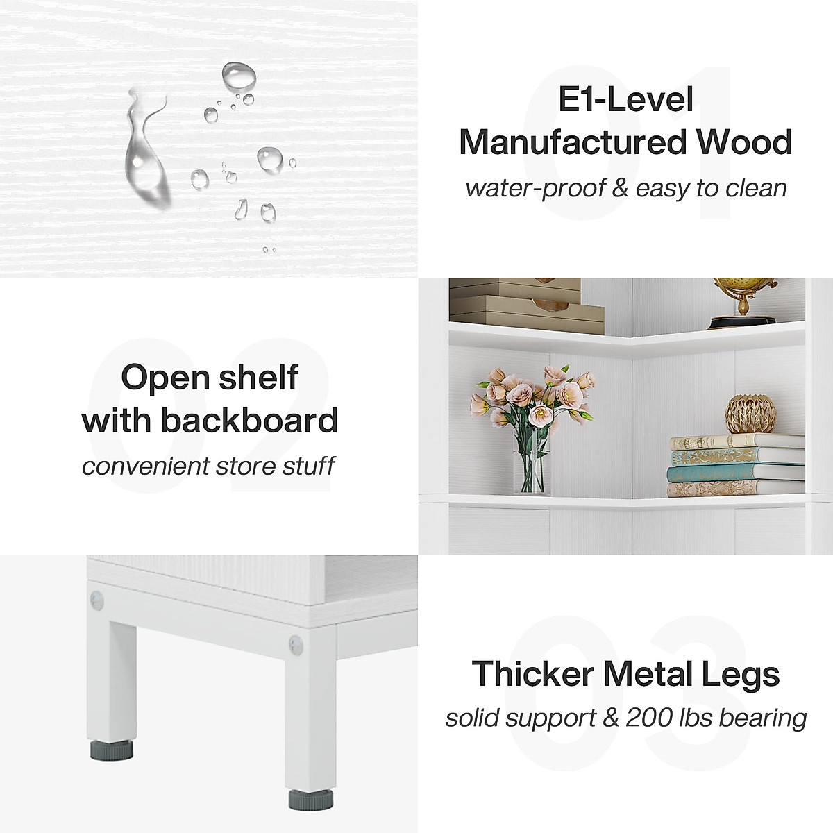 LITTLE TREE 70.8-in Tall Bookcase, 6-Tier White L-Shaped Bookshelf, Modern Corner Bookcase Bookshelf, Freestanding Display Storage Rack with Back Panel for Living Room, Bedroom