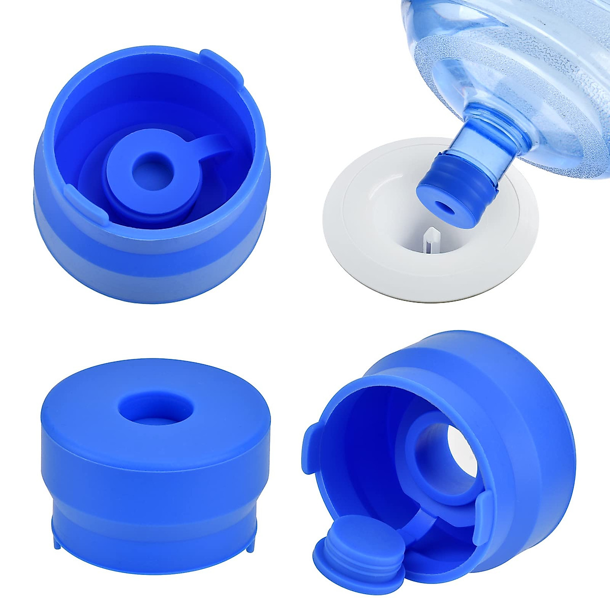3 & 5 Gallon Water Jug Cap, Kingmall 3rd Generation Silicone Reusable Replacement Cap Non-Spill & Leak Free Top Lid Cover fits 55mm Bottles【3PCS】