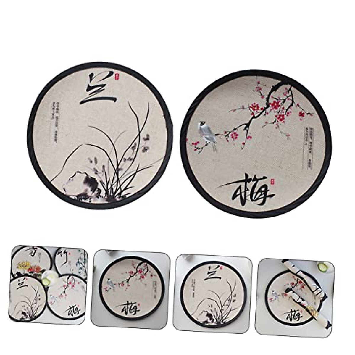 NOLITOY 2pcs Jute Mat Woven Placemats Coasters for Drinks Wedding Decor Desk Mat for Desktop Linen Placemats Dinner Table Mats Coaster for Coffee Cup Cotton and Linen Blend Cotton Cup