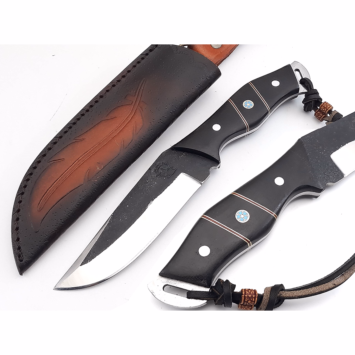 BLACK WOLF KNIVES Hunting Knife High Carbon 1095 Steel G10 handle, sharp and durable edge perfect grip with Leather Sheath – BW-4163