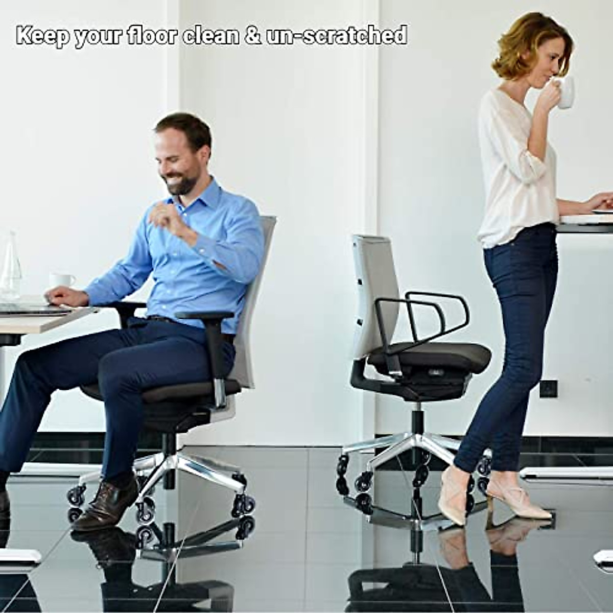 Office Chair Caster Wheels, Set of 5, Heavy Duty Chair Wheels for Hardwood, Carpet - Office Chair Wheels Replacement to Replace Office Chair Mats