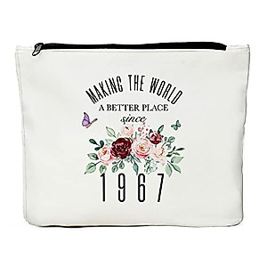 JIUWEIHU 55th Birthday Gifts for Women, 55th Birthday Decorations Present, 55 Year Old Birthday Gift Ideas for Sisters, Friend, Coworker, Grandma, Mom, Boss – Since 1968 Makeup Bag