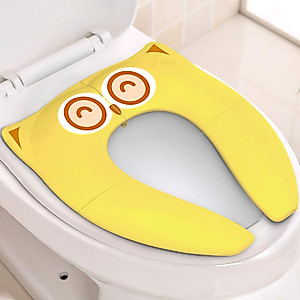 Gimars Upgrade Non-Slip Easily Removed Foldable Travel Potty Seat for Toddlers & Kids, 6 Large Non-slip Silicone Pad, Home Reusable Portable Toilet Seat Cover Fits Most Toilets, Free Carry Bag