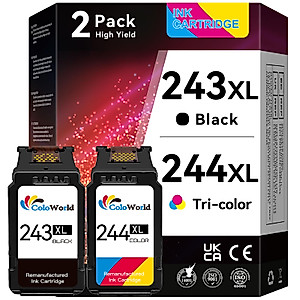 ColoWorld Remanufactured Ink Cartridge Replacement for Canon PG-243 CL-244 PG-245XL CL-246XL for Pixma MX492 MX490 TR4520 MG2522 MG2922 MG2520 MG2920 MG3022 iP2820 TS202 Printer (1 Black 1 Color)