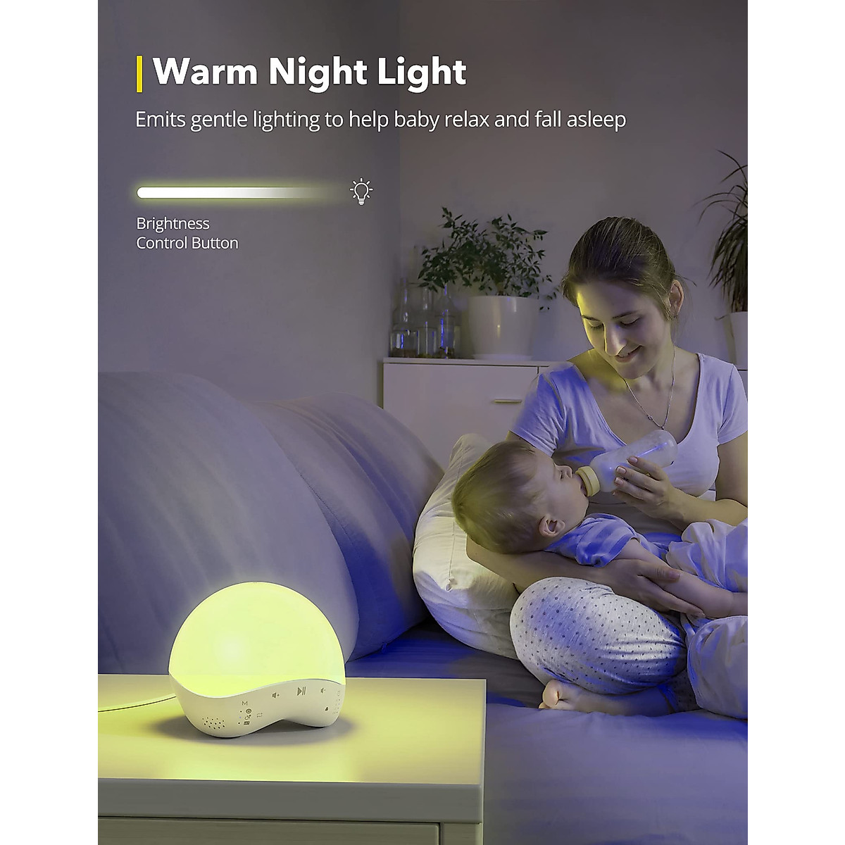 White Noise Sound Machine, Sound Machine with Warm Night Light, 25 Soothing Sounds, APP & Voice Control, Auto-Off Timer, White Noise Maker for Sleeping Baby Adults Kids, Gift for Father's Day