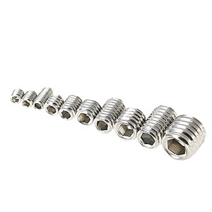 200Pcs Set Screws Assortment Kit, M3/ M4/ M5/ M6/ M8 Standard Allen Head Socket Hex Grub Screw, 304 Stainless Steel Metric Internal Hex Drive Set Screws