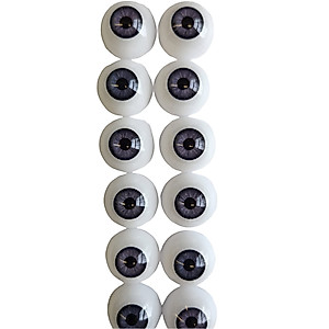 6 PR.18mm Half Round Newborn Blue/Periwinkle Acrylic Doll Eyes
