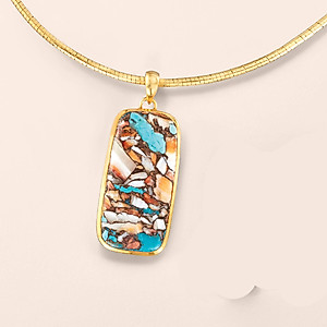 Ross-Simons Kingman Turquoise Pendant in 18kt Gold Over Sterling