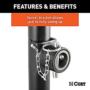 CURT 28323 Weld-On Pipe-Mount Swivel Trailer Jack, 2,000 lbs. 15 Inches Vertical Travel