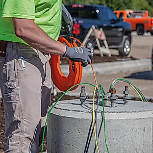 Klein Tools 56380 Non-Conductive Electrical Fish Tape, Multi-Groove Fiberglass Wire Puller with Steel Leader, 100-Foot x 3/16-Inch