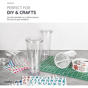 Zephyr Canyon 32oz Double Wall Plastic Tumblers with Lids and Straws | Extra Large Classic Travel Tumbler | 2 Pack Set of 2 | Clear Reusable Cups with Straws | BPA Free