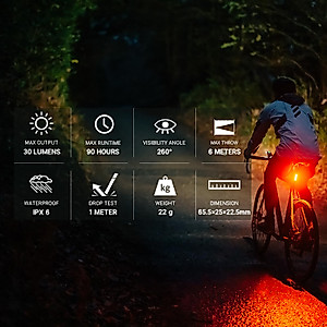 OLIGHT Seemee 30 C Bike Light 30 Lumens Tail Light 230 Degree Visibility, 800m Viewable Range, USB Rechargeable Bike Break Light, IPX6 Waterproof, Road and Urban Cyclists