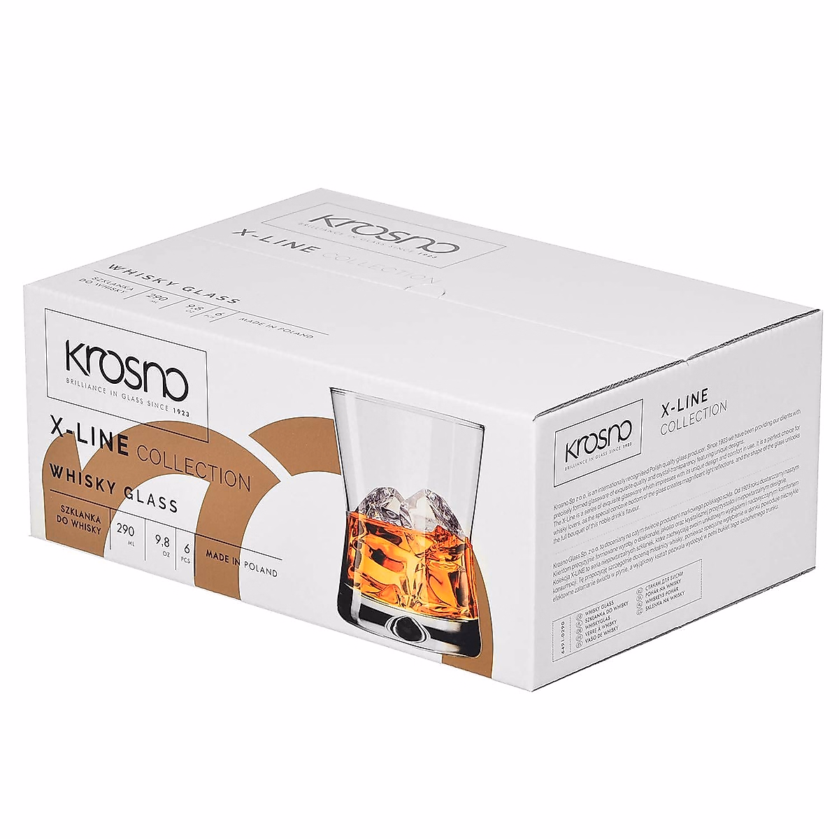 Krosno Whiskey Sour Glasses Old Fashioned Bourbon Cognac Brandy | Set of 6 | 9.8 oz | Cocktails Drinks Water Juice Scotch Irish Liquor Whisky | Made in Europe