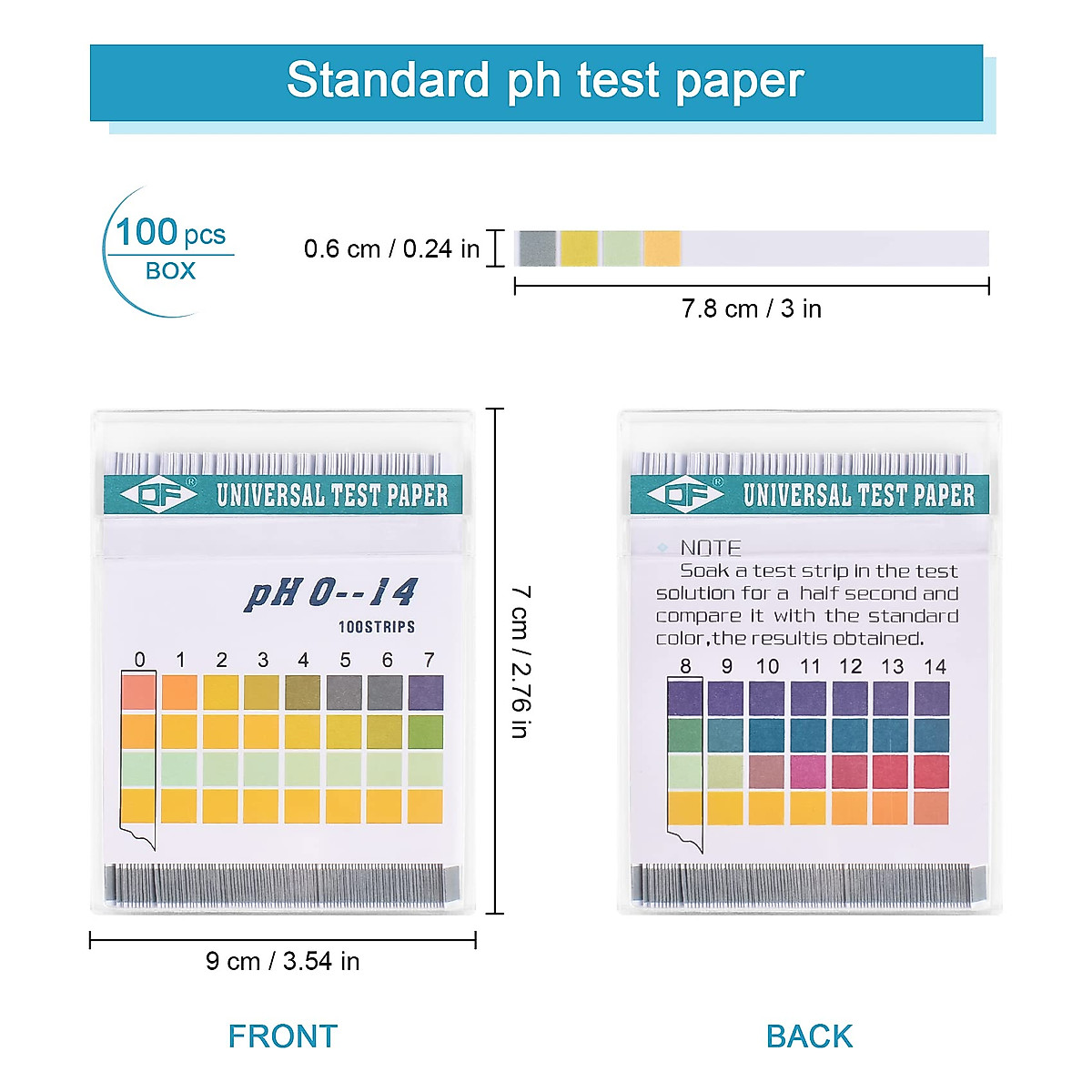 PH Test Strips 0-14, 100PCS PH Strips Universal PH Test Paper PH-Indicator Strip to Test Drinking Water, Food, Pools, Aquariums, Saliva, Urine, Lab Monitoring