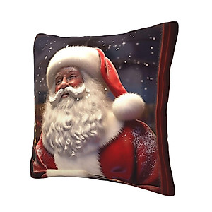 VTCTOASY Santa Claus Print Throw Pillow Covers Fashion Throw Pillow Case Soft Couch Pillows Decorative Square Pillow Covers for Sofa Living Room 20"x20"