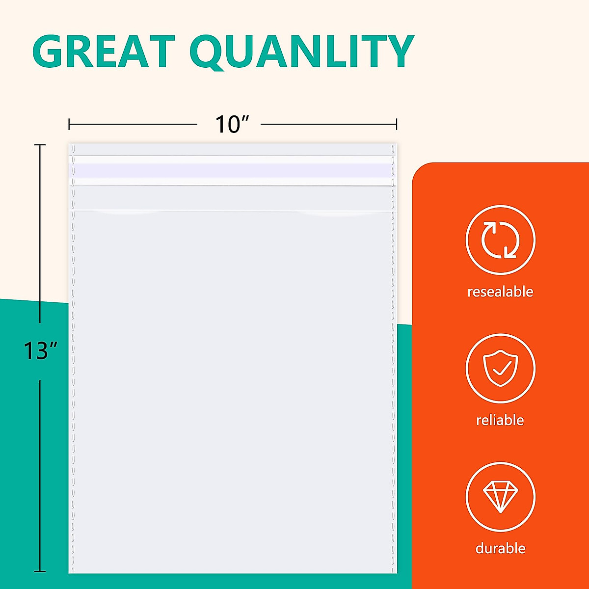 iMailer - 500 Pcs - 10" x 13" Clear Plastic Cellophane Bags - Resealable Self Sealing Cello Poly Bags for Prints, Photos, Documents, Clothing, T-Shirt