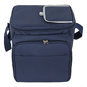 2 Person Blue Tartan Insulated Picnic Bag Set W/Cooler Section