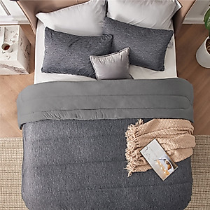 Bedsure Full Comforter Set - Cooling and Warm Bed Set, Dark Grey Reversible Bedding for All Season, 3 Pieces, 1 Full Size Comforter (82"x88") and 2 Pillow Cases (20"x26")