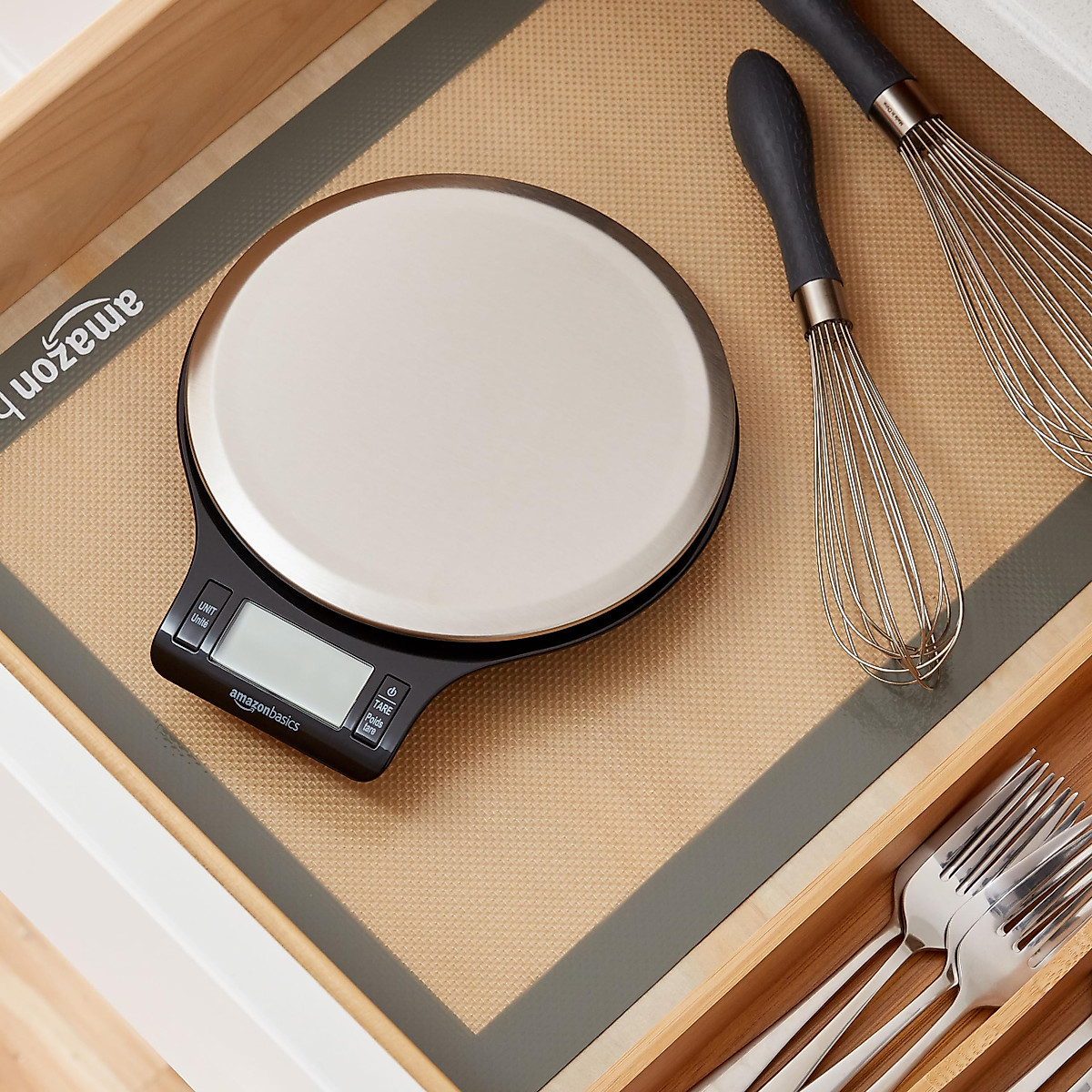 Amazon Basics Stainless Steel Digital Kitchen Scale with LCD Display, Batteries Included