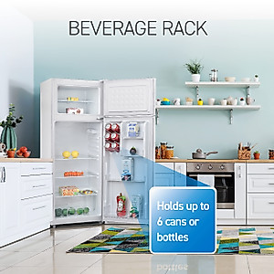 Commercial Cool CCR77LWW 7.7 Cu. Ft Freezer, Top Mount Fridge with Glass Shelves, Bottle Storage, Beverage Rack, Crisper Drawer Cover in White Refrigerator