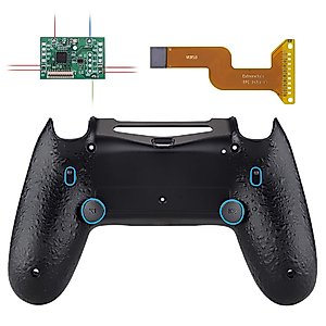 eXtremeRate Textured Black Dawn 2.0 FlashShot Trigger Stop Remap Kit for PS4 CUH-ZCT2 Controller, Upgrade Board & Redesigned Back Shell & Back Buttons & Trigger Lock for ps4 Controller JDM 040/050/055