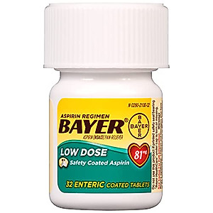 Aspirin Regimen Bayer 81mg Enteric Coated Tablets, #1 Doctor Recommended Aspirin Brand, Pain Reliever, 32 Count (Pack of 5)