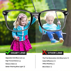 Okany Blue Light Glasses for Kids 3 Pack Blue Light Blocking Glasses for Girls Boys Computer Gaming Screen Glasses, Anti Glare Eyestrain Teen Fashion Glasses Age 3-10 (Grey Black+Transparent+Leopard)